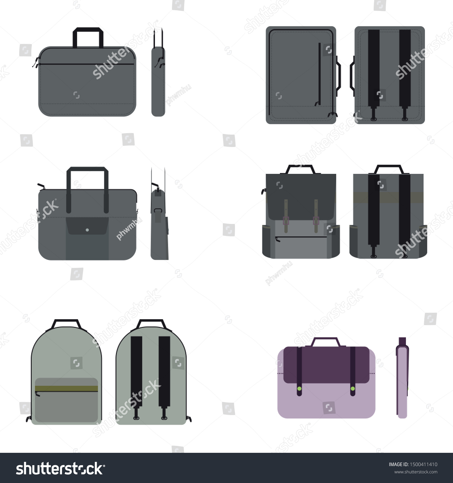 Vector Front Side Bag Laptop Stock Vector (Royalty Free) 1500411410
