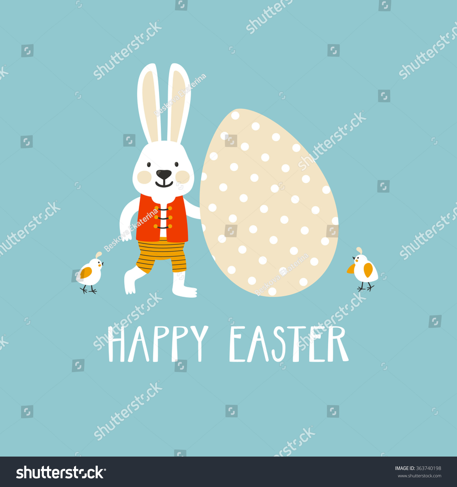 Vector Funny Easter Background Cute Easter Stock Vector (Royalty Free ...