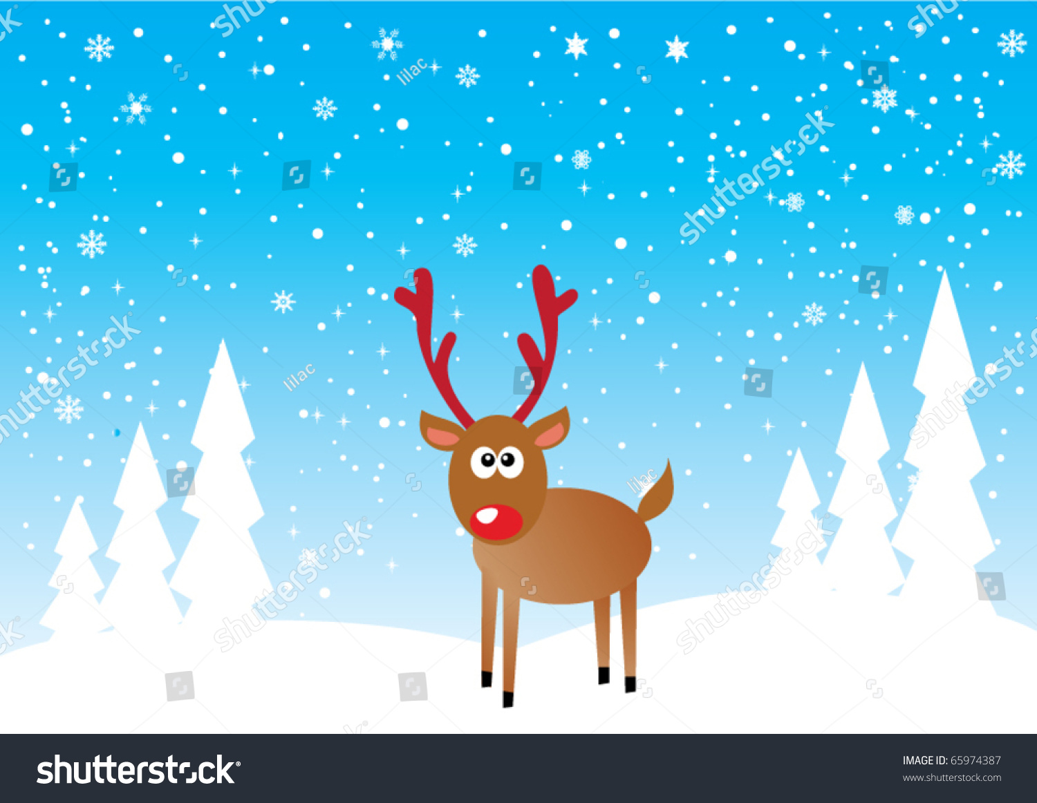 Vector Funny Rudolf Snow Background Stock Vector (Royalty Free) 65974387