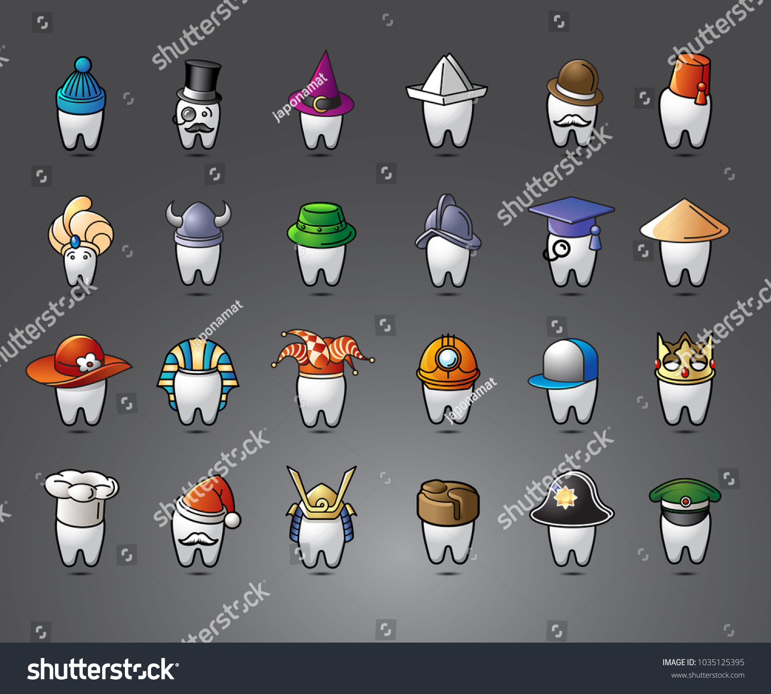 Vector Funny Wisdom Tooth Characters Icons Stock Vector (Royalty Free ...