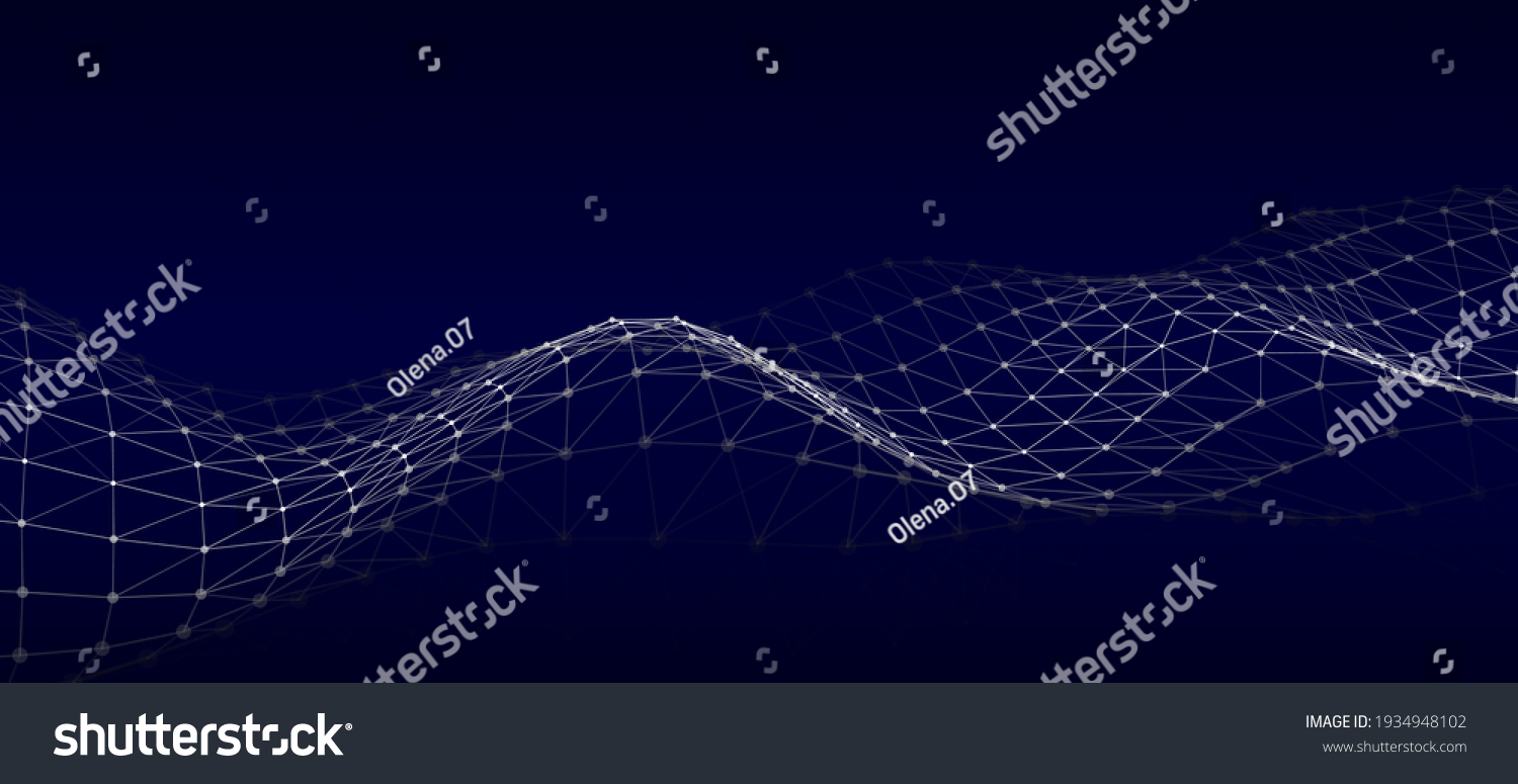 Vector Futuristic Wave On Blue Backgrounddigital Stock Vector (Royalty ...