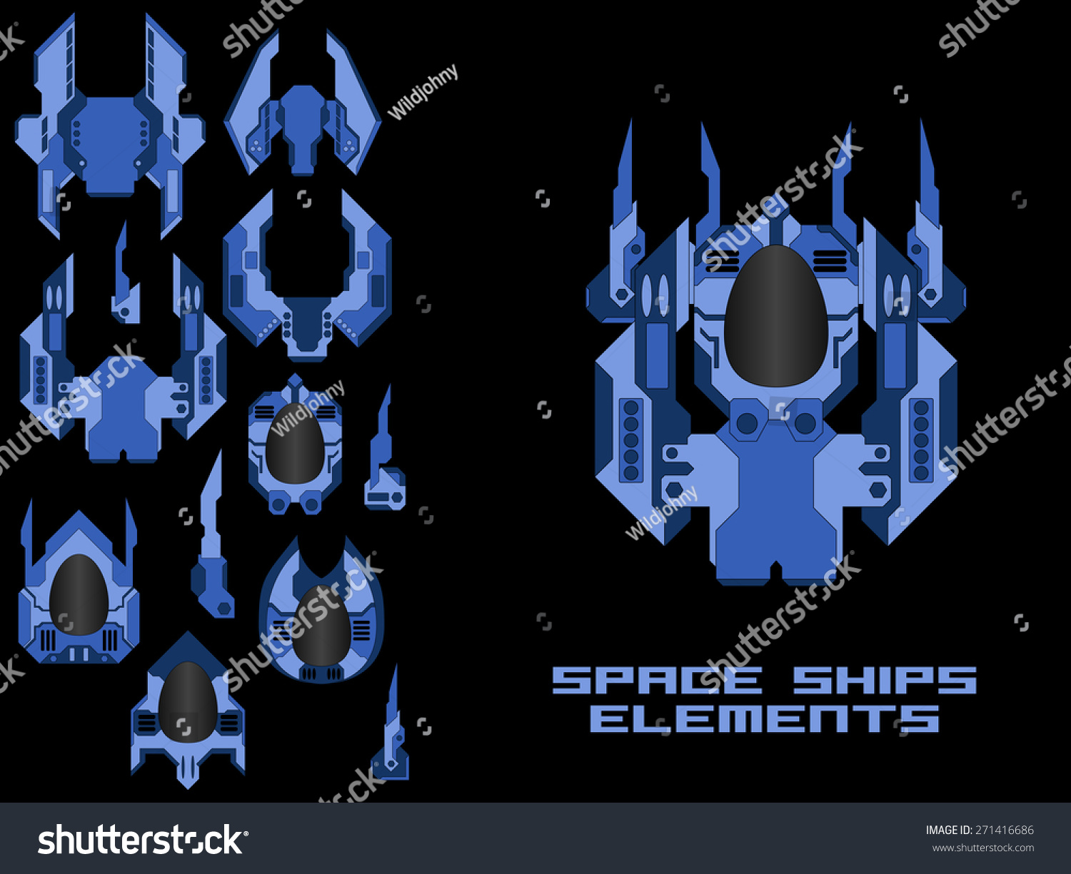 Vector Game Spaceship Creation Kit: เวกเตอร์สต็อก (ปลอดค่าลิขสิทธิ์ ...