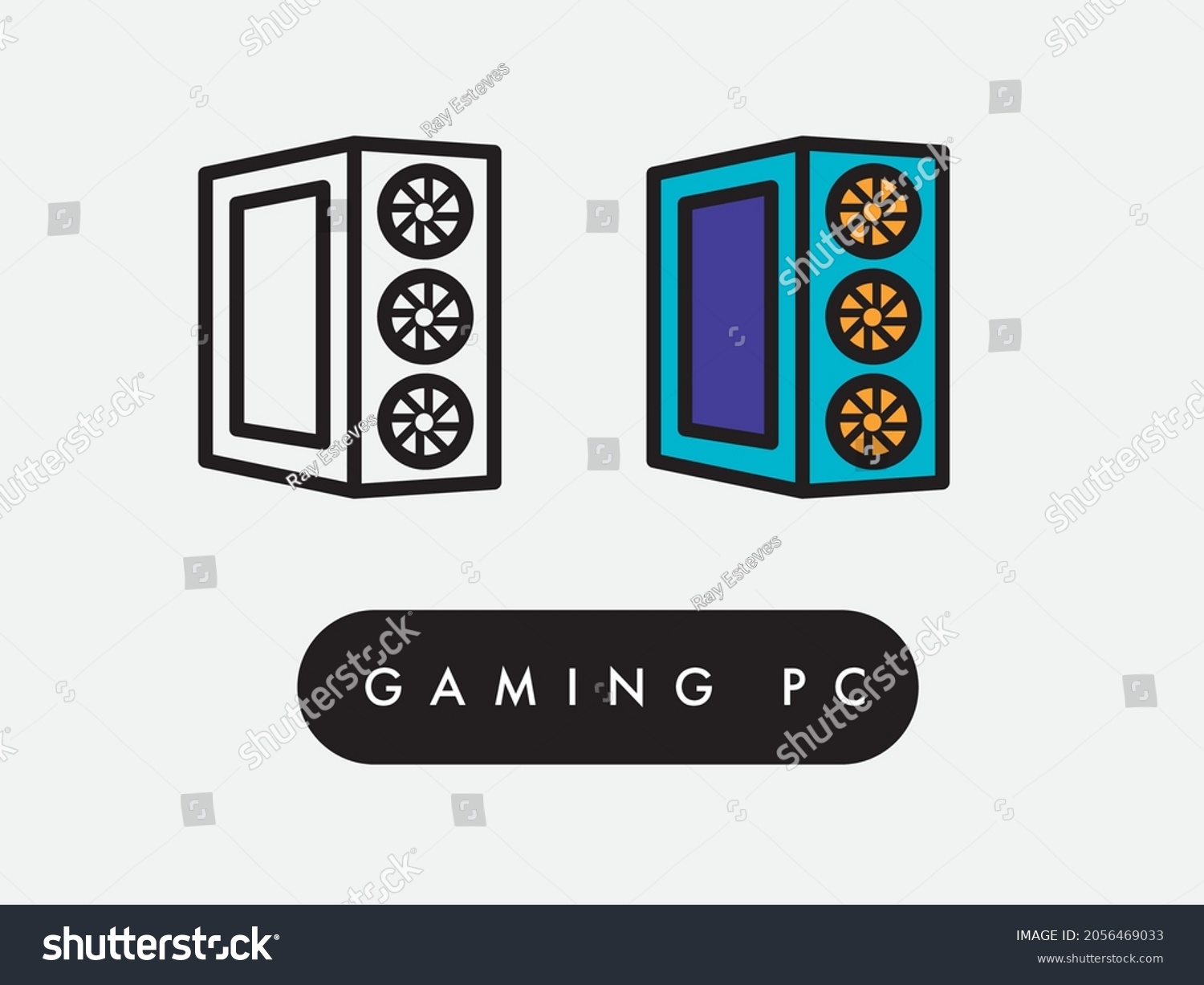 Vector Gaming Computer Tower Icon Illustration Stock Vector (Royalty ...