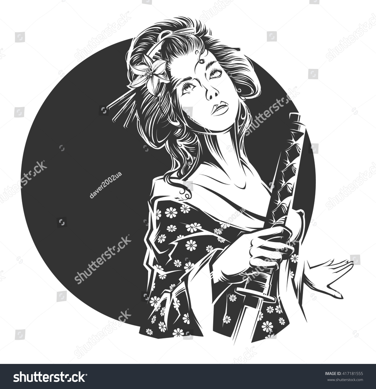 Vector Geisha Stock Vector (Royalty Free) 417181555 | Shutterstock