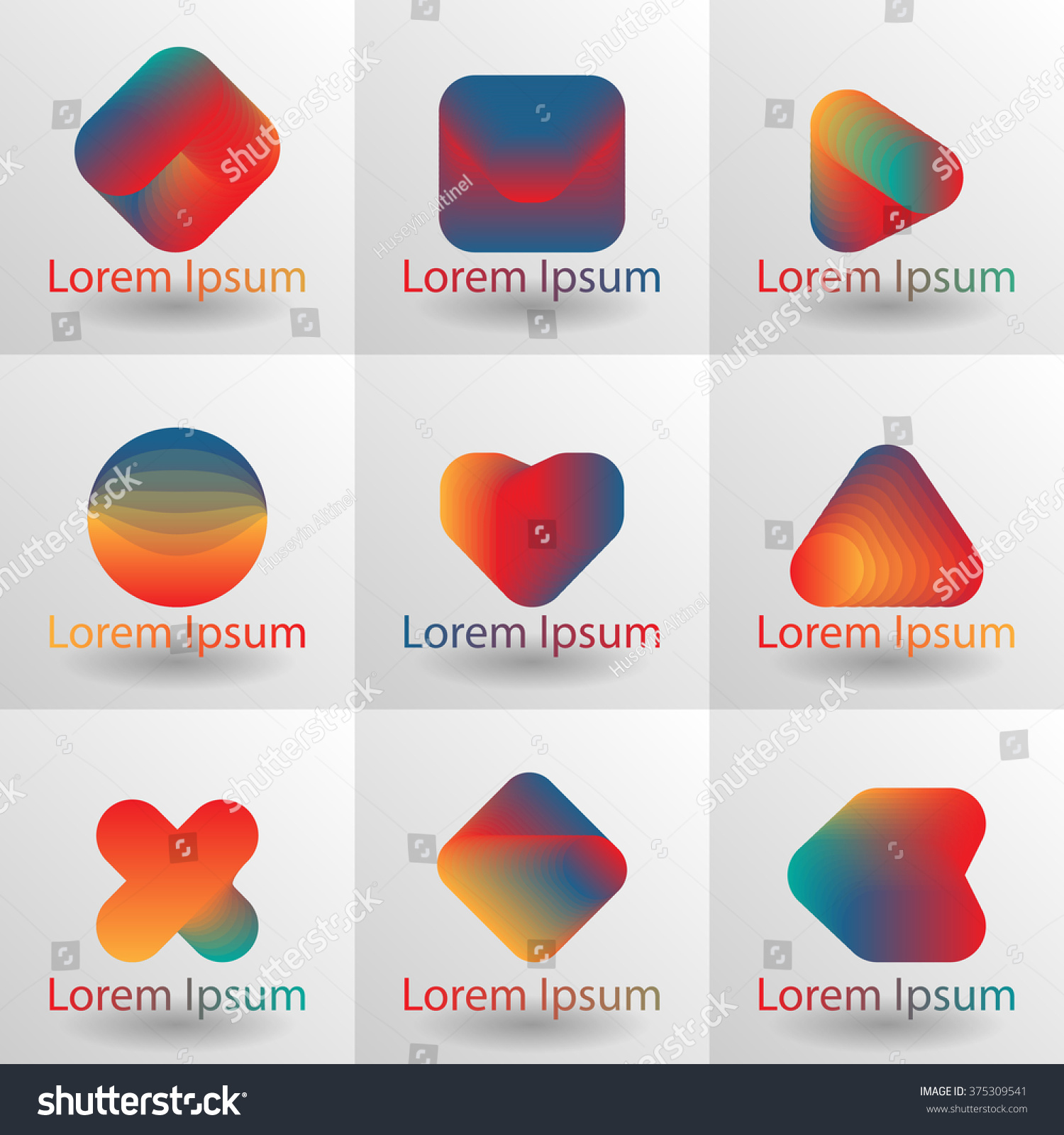 Vector Geometric Colorful Logo Design Set Stock Vector (Royalty Free ...