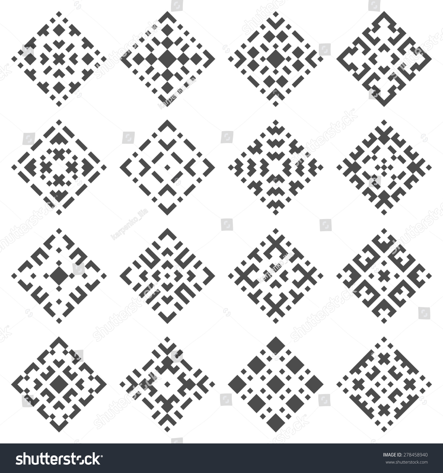 Vector Geometric Elements Pixel Art Collection Stock Vector (Royalty ...