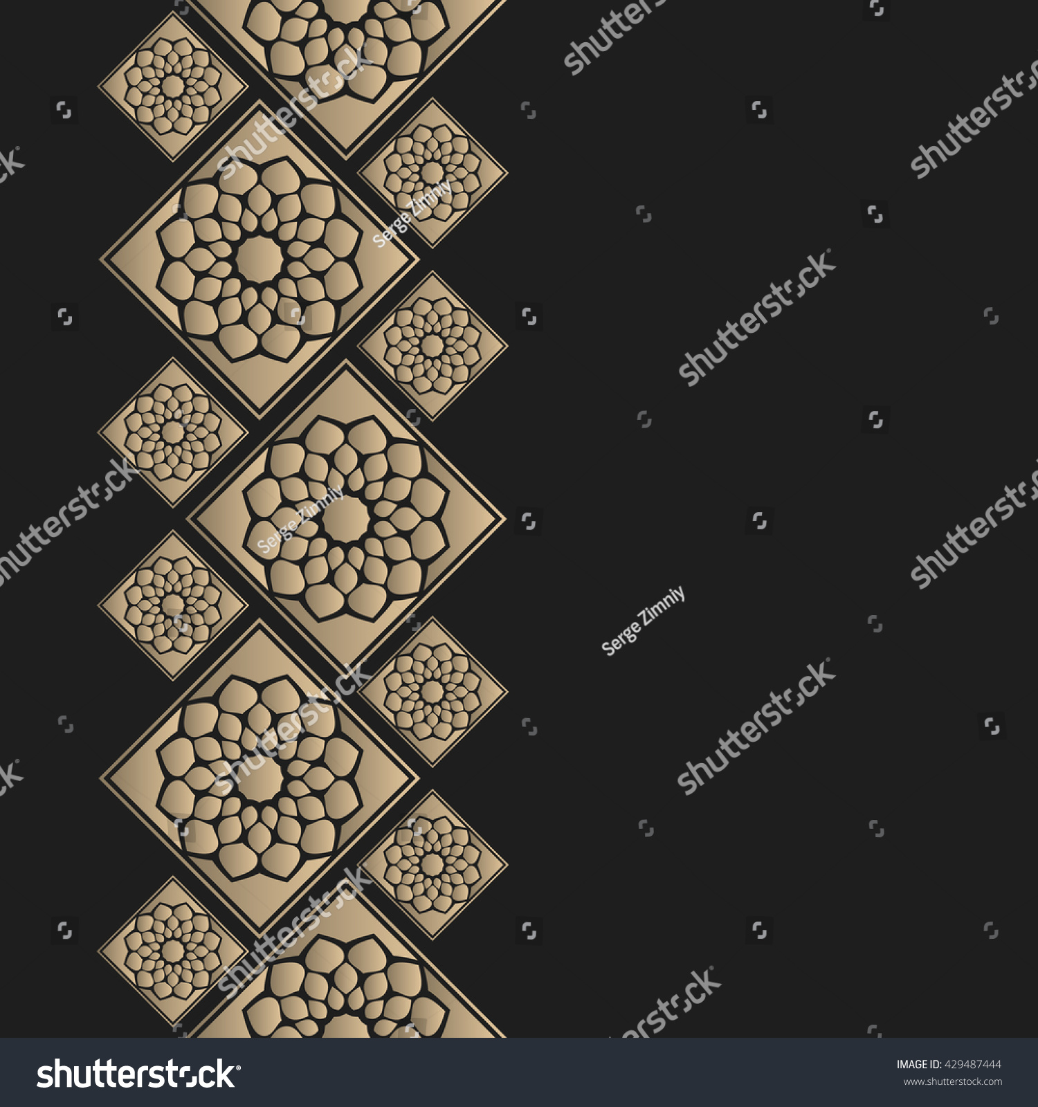 Vector Geometric Frame Oriental Style Seamless Stock Vector (Royalty ...