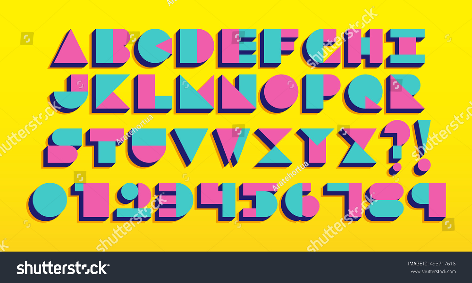 Vector Geometric Retro Font Isolated 90s Stock Vector (Royalty Free ...