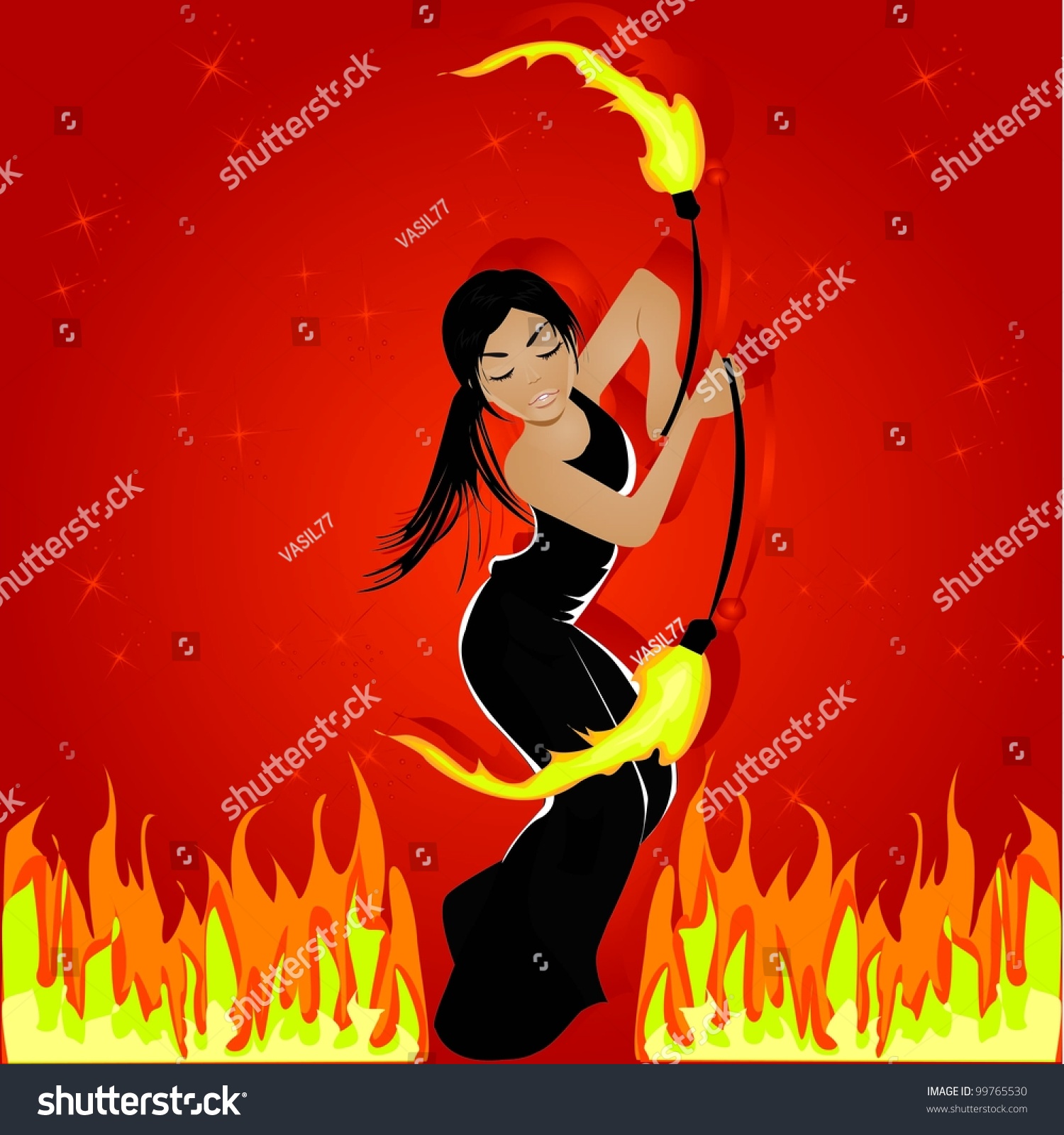 Vector Girl Torches Stock Vector (Royalty Free) 99765530 | Shutterstock