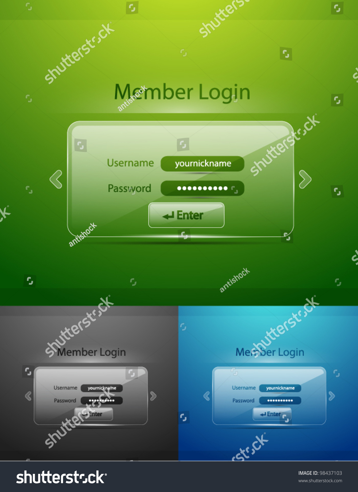 Vector Glass Login Page Stock Vector (Royalty Free) 98437103