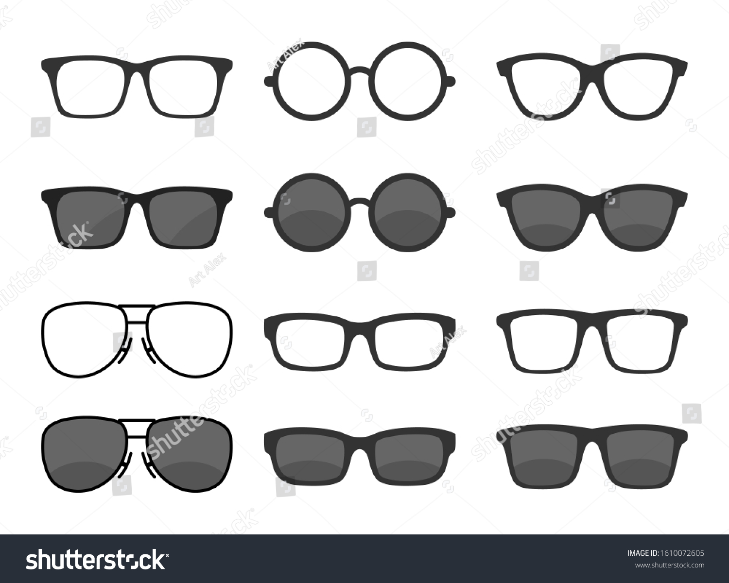 Vector Glasses Icons Set Vector Illustration Stock Vector (Royalty Free ...