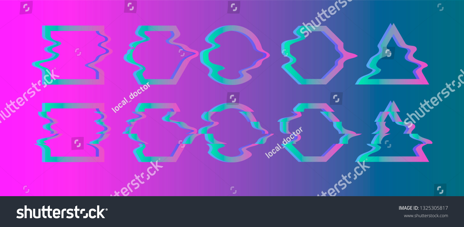 Vector Glitch Frames Set Geometric Shapes Stock Vector (Royalty Free ...