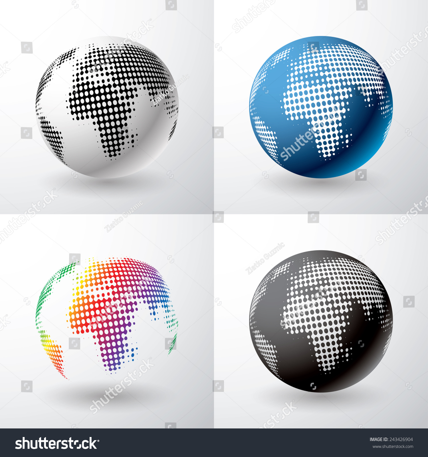 Vector Globe Icon Dots Four Variations Stock Vector (Royalty Free ...