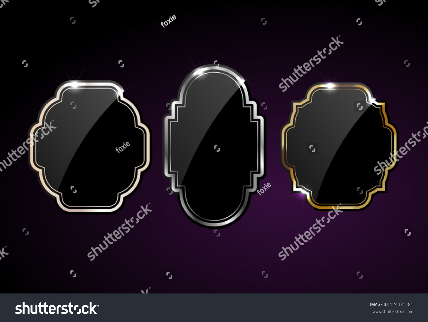 Vector Glossy Retro Frames Metallic Shiny Stock Vector (Royalty Free ...