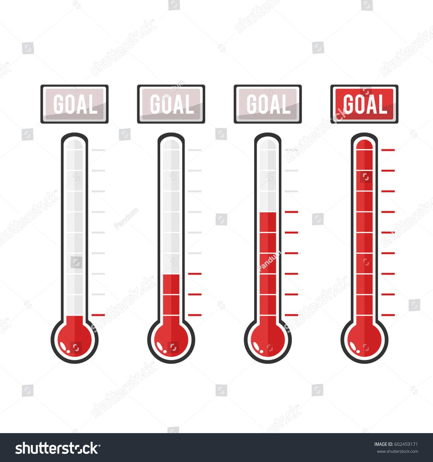 Vector Goal Thermometers Different Levels Stock Vector (Royalty Free ...