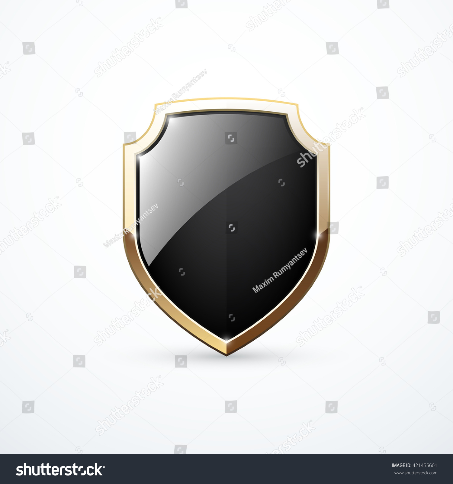 Vector Gold Black Shield Stock Vector (Royalty Free) 421455601 ...