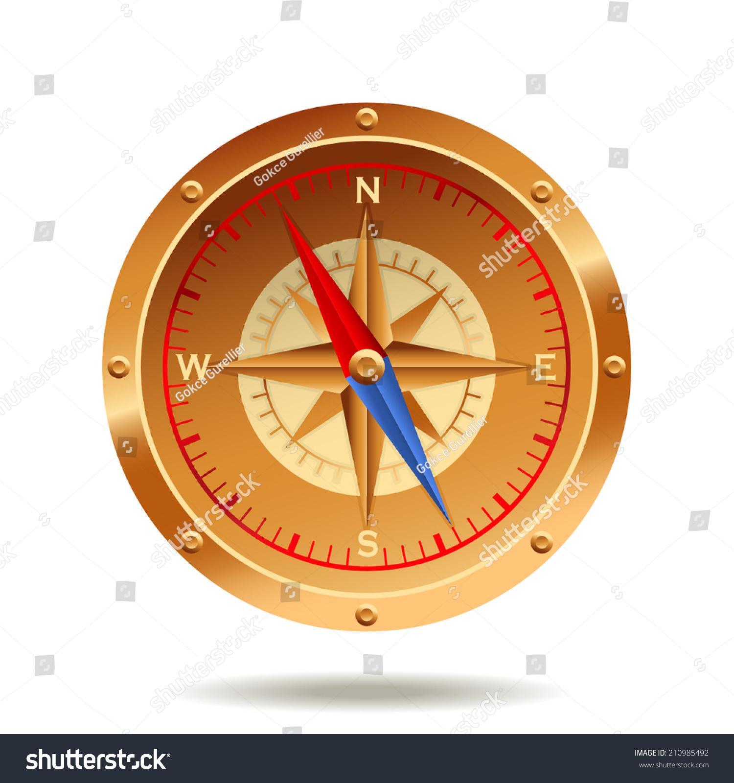 Vector Golden Compass Icon Stock Vector (Royalty Free) 210985492 ...