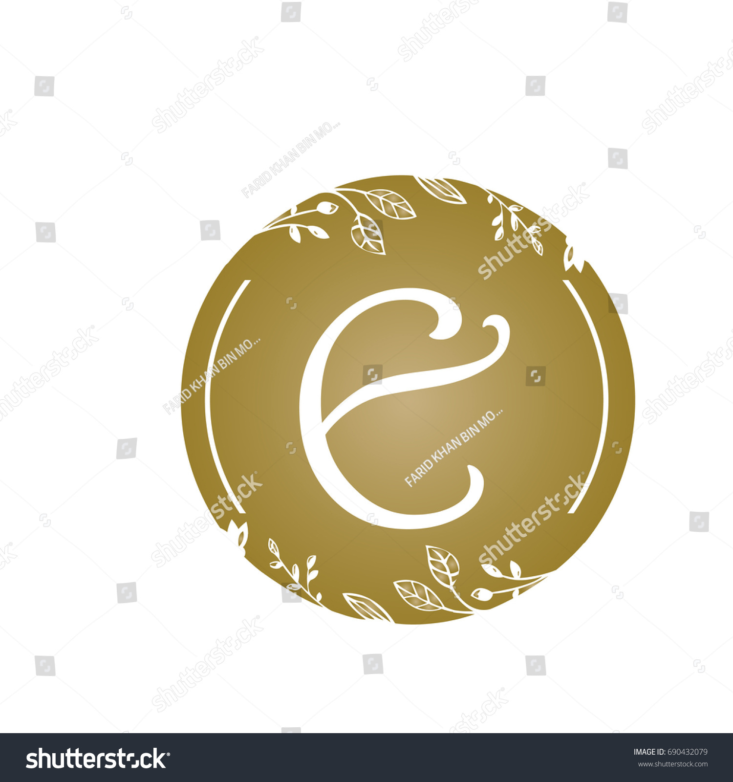 Vector Golden Florist Single Letter E Stock Vector (Royalty Free ...