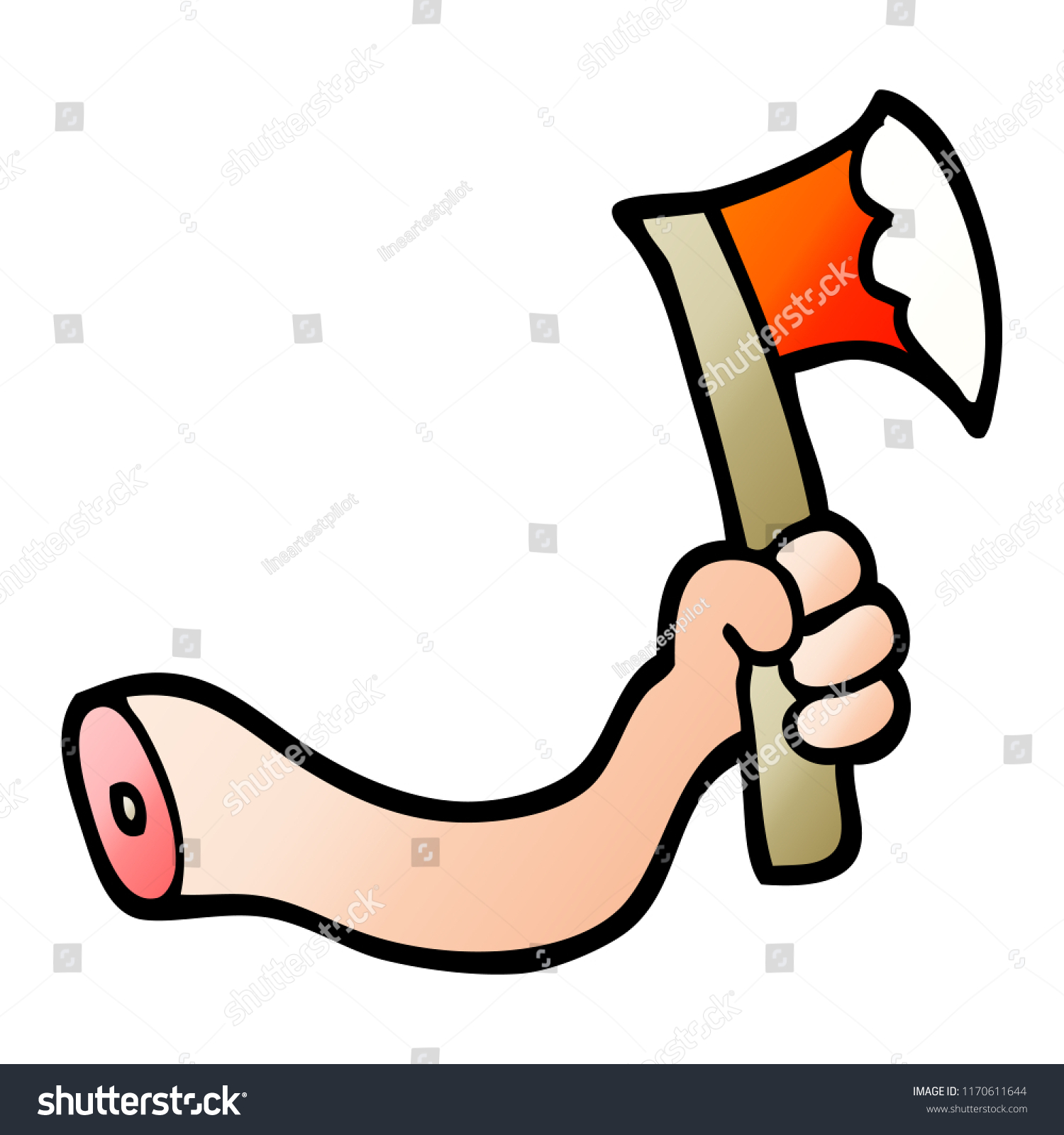 Vector Gradient Illustration Cartoon Arm Axe Stock Vector (Royalty Free ...