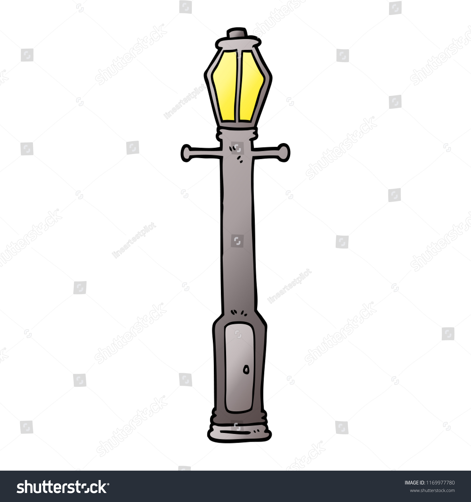 Vector Gradient Illustration Cartoon Lamp Post Stock Vector (Royalty ...
