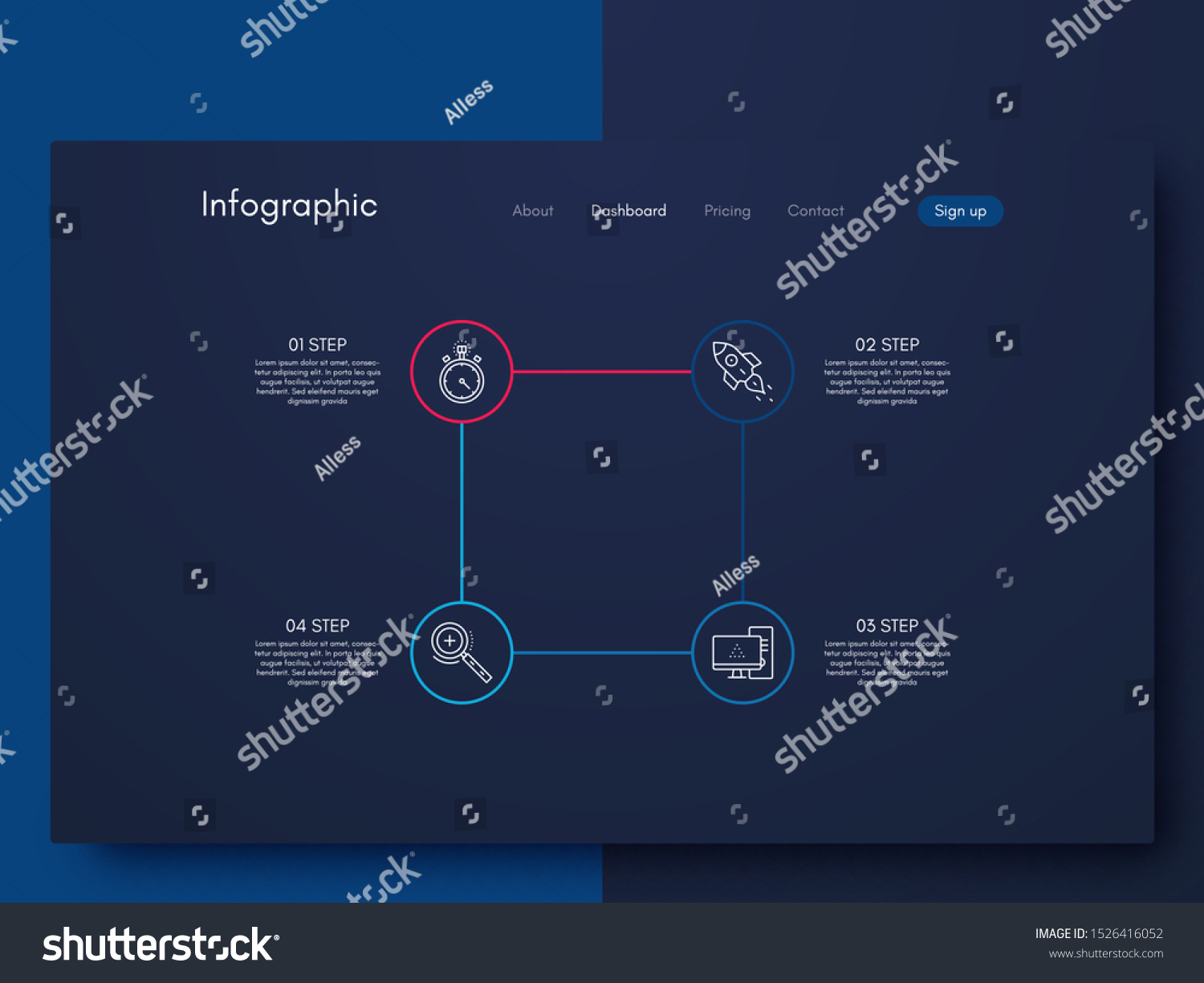 Vector Graphics Infographics Four Options Template: vector de stock (libre de regalías ...