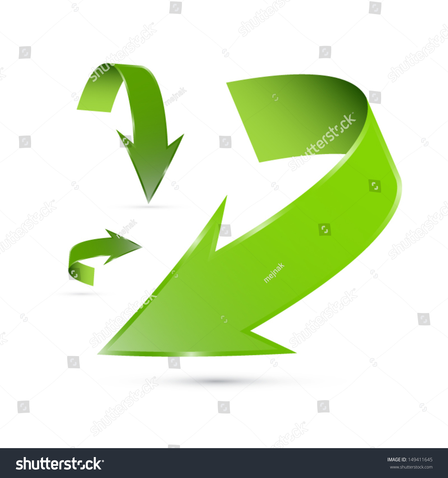 Vector Green Arrows Set Isolated On Stock Vector (Royalty Free ...