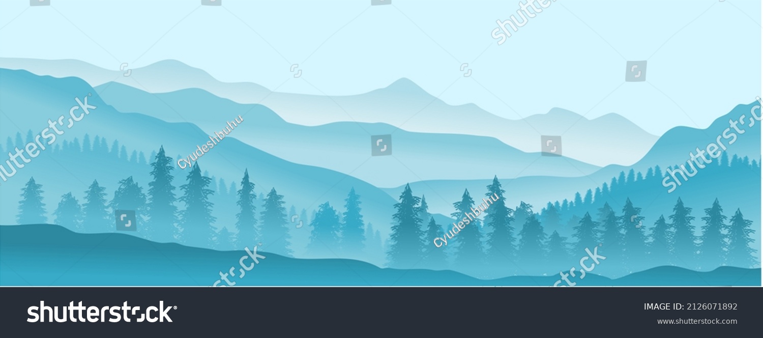 Vector Green Mountain Ridge Landscape Background Stock Vector (Royalty ...