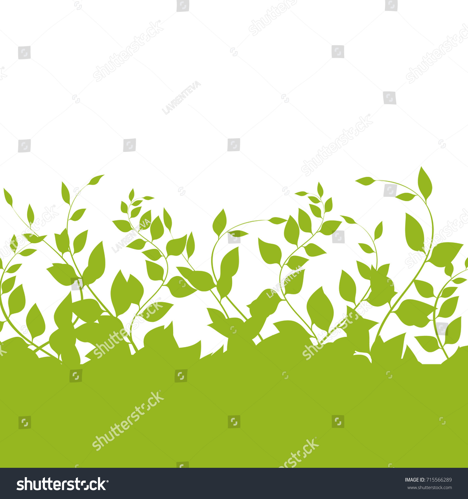 Vector Green Vegetation On White Background Stock Vector 715566289 ...