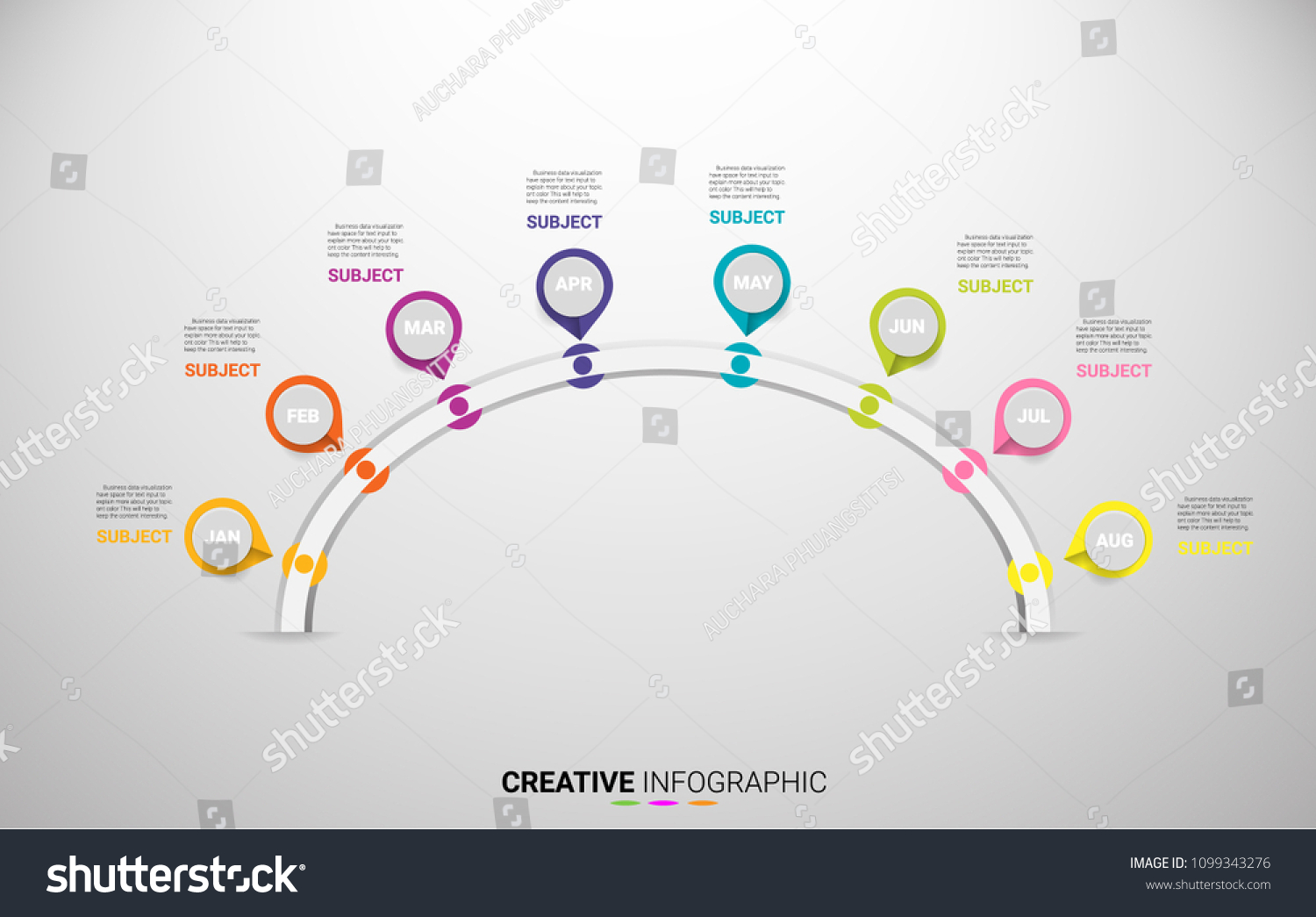Vector Half Circle Infographic Template Cycle Stock Vector (Royalty ...