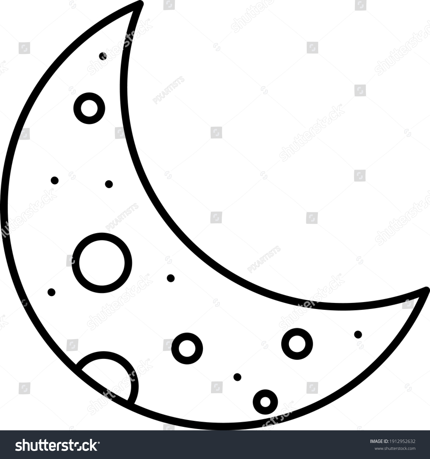 Vector Half Moon Outline Icon Design Stock Vector (Royalty Free) 1912952632