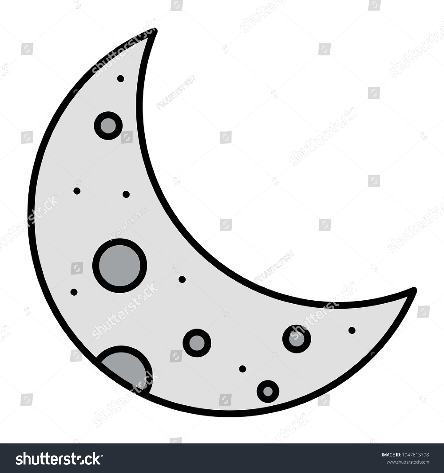 Vector Half Moon Outline Icon Design Stock Vector (Royalty Free ...