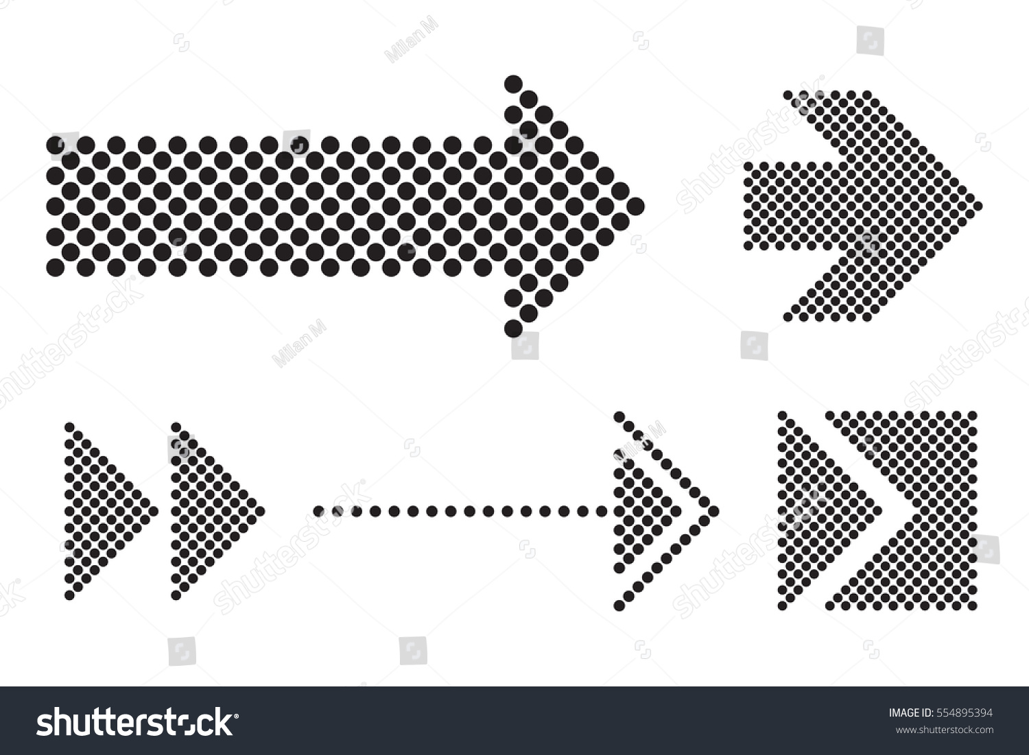 Vector Halftone Arrows Dots Arrow Icon Set Stock Vector (Royalty Free ...