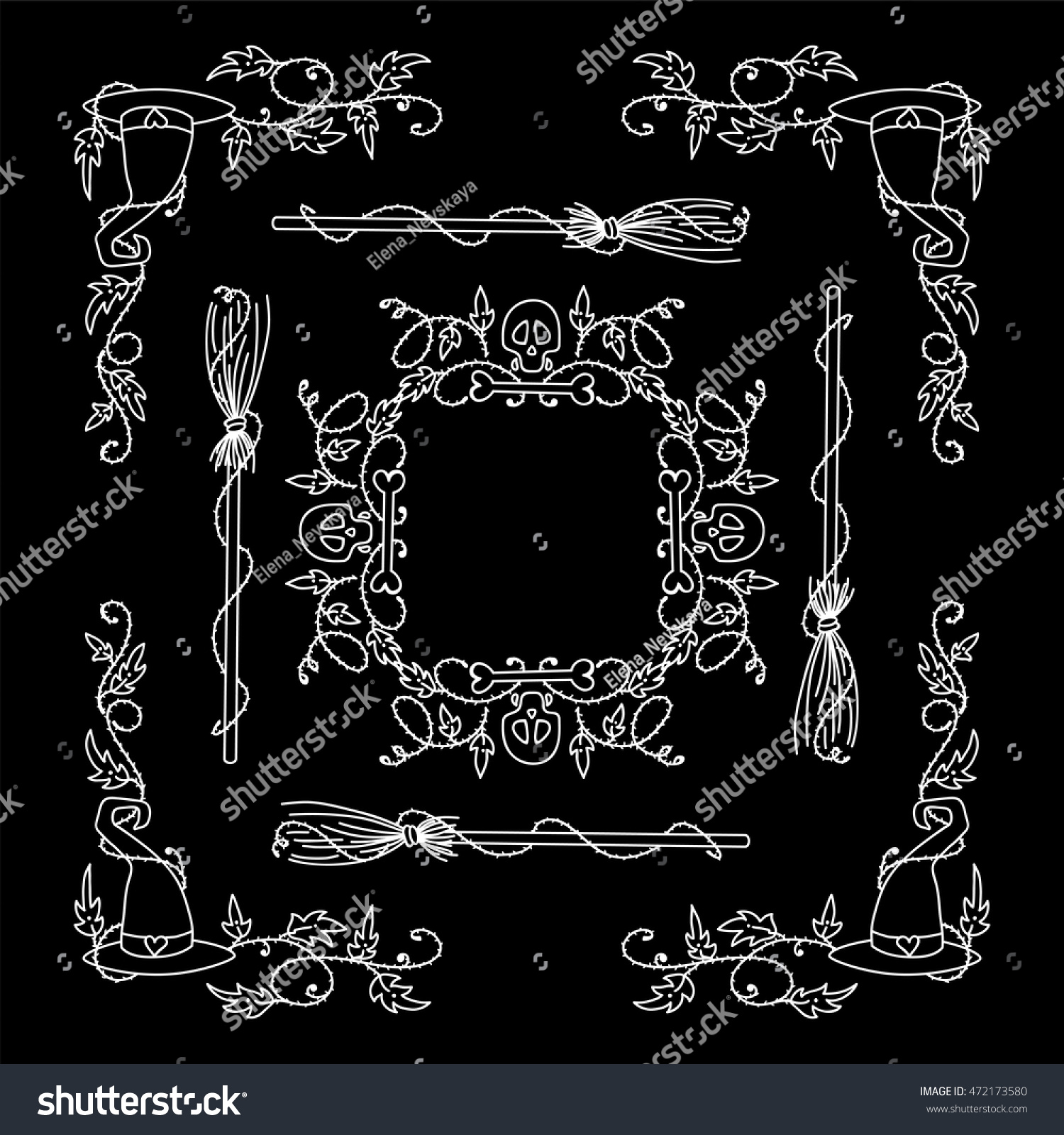 Vector Halloween Elements Design Square Rectangle Stock Vector (Royalty ...
