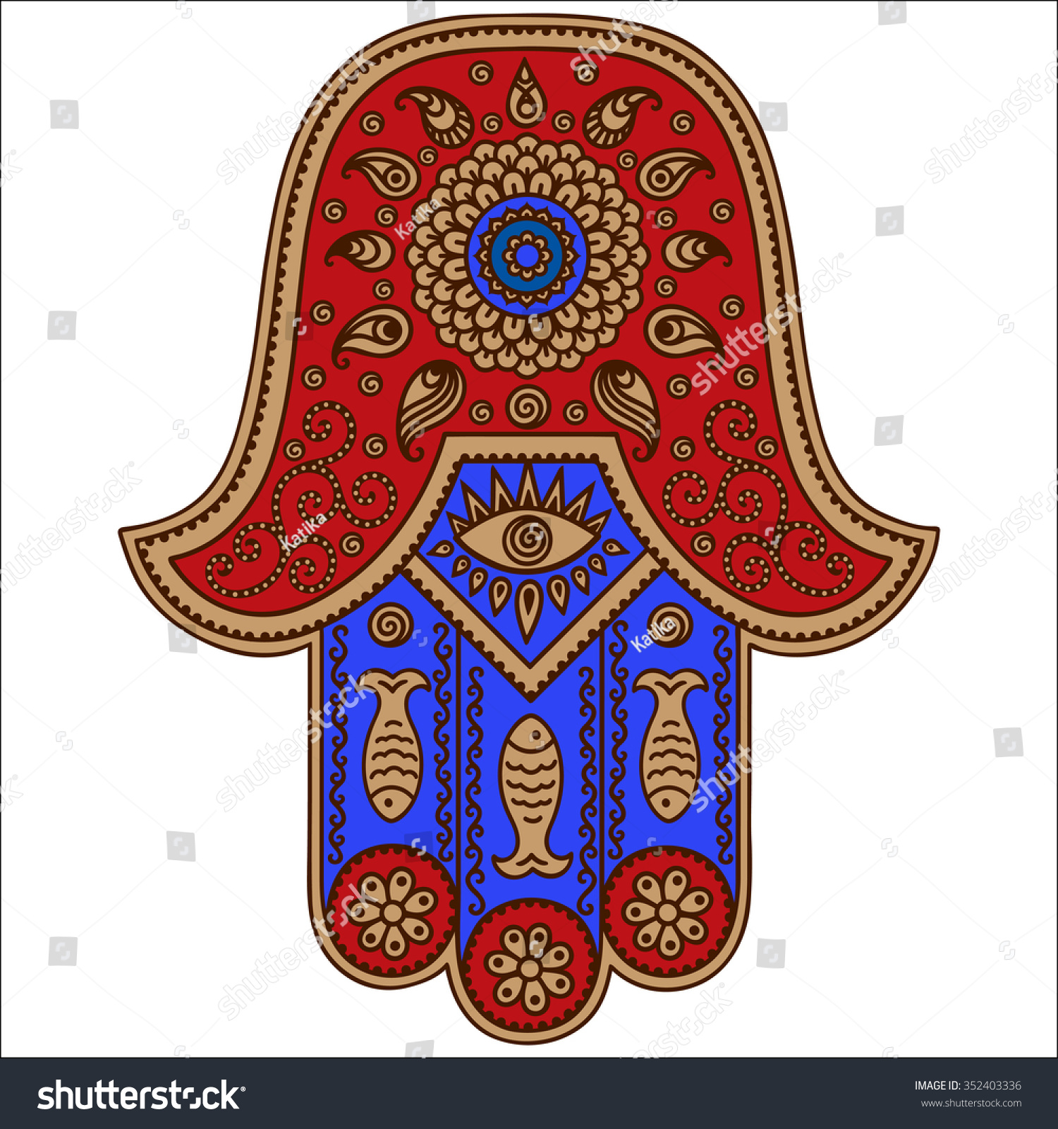 Vector Hamsa Hand Drawn Symbol Stock Vector 352403336 - Shutterstock