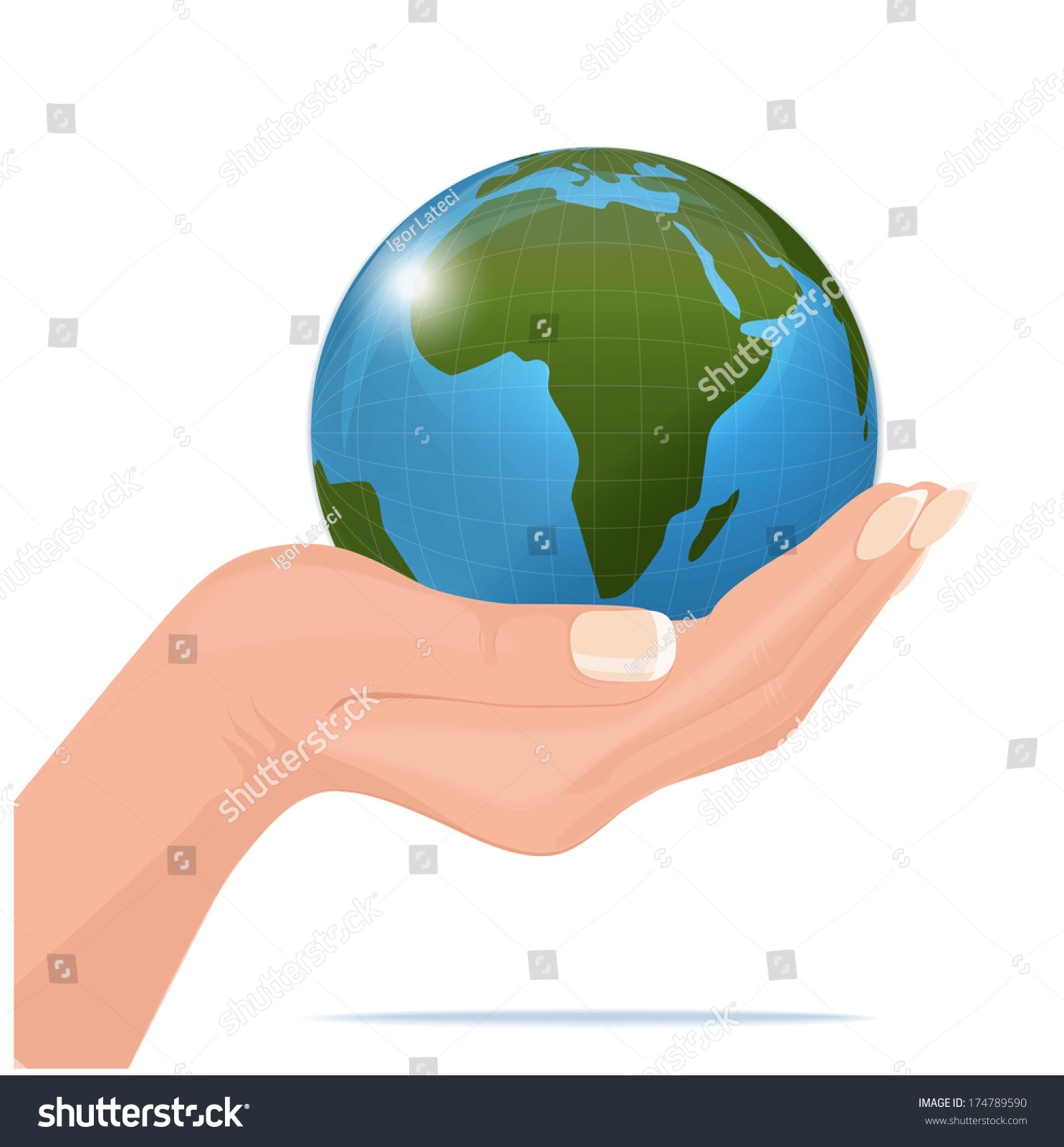 Vector Hand Earth Isolated On White Stock Vector (Royalty Free ...