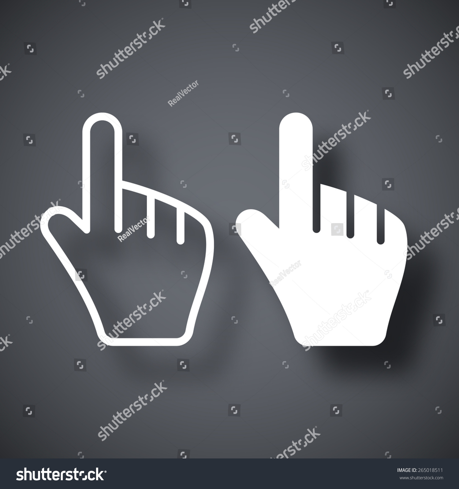 Vector Hand Cursors Icon: vector de stock (libre de regalías) 265018511 ...