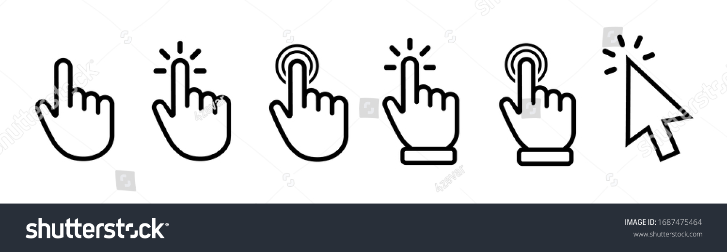 Vector Hand Cursors Icons Click Set Stock Vector (Royalty Free ...