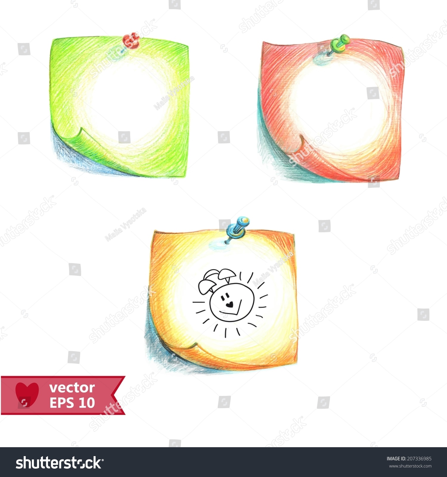 Vector Hand Drawing Note Paper Pin Stock Vector (Royalty Free ...