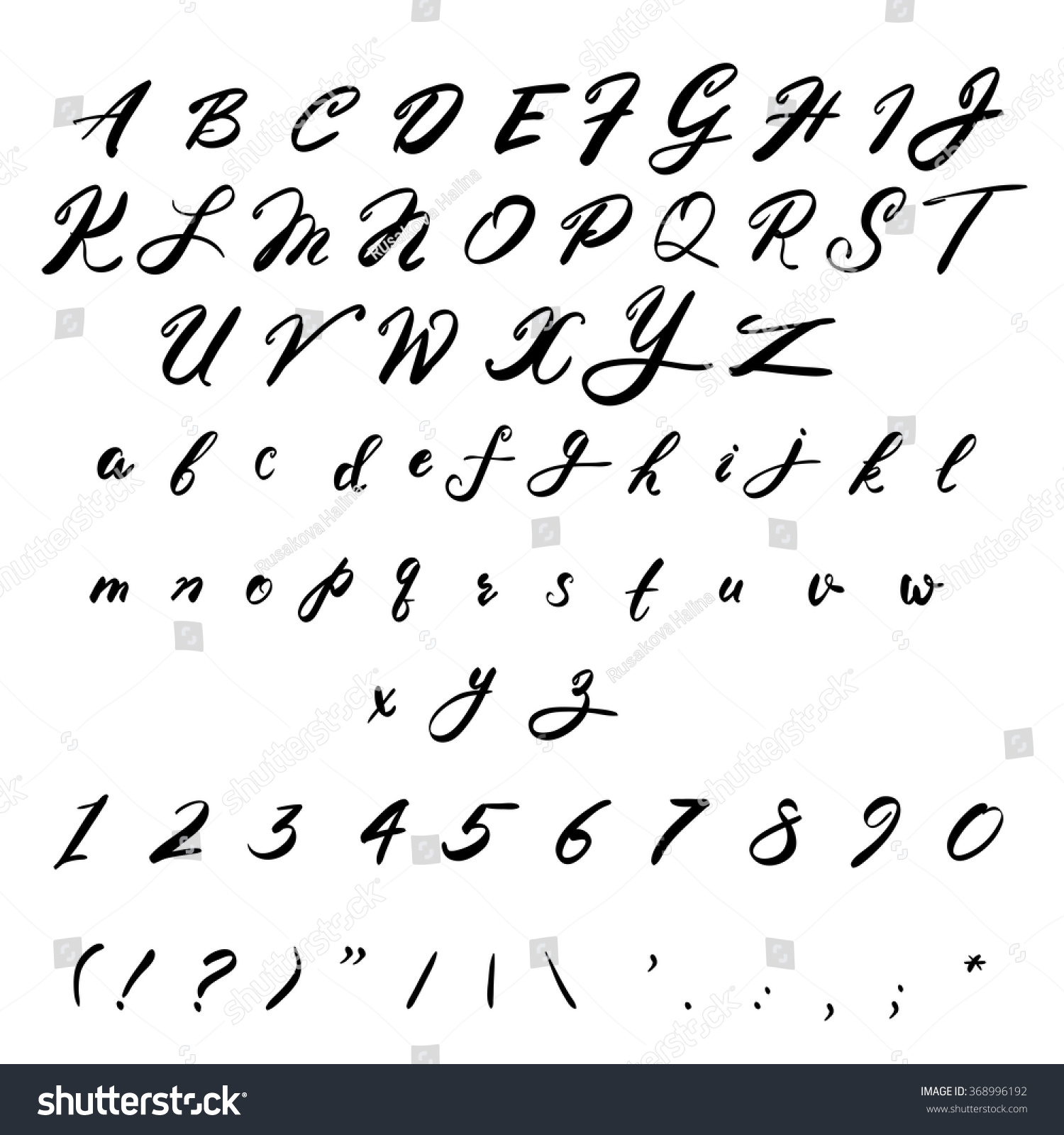 Vector Hand Drawn Calligraphic Alphabet Stock Vector (Royalty Free ...