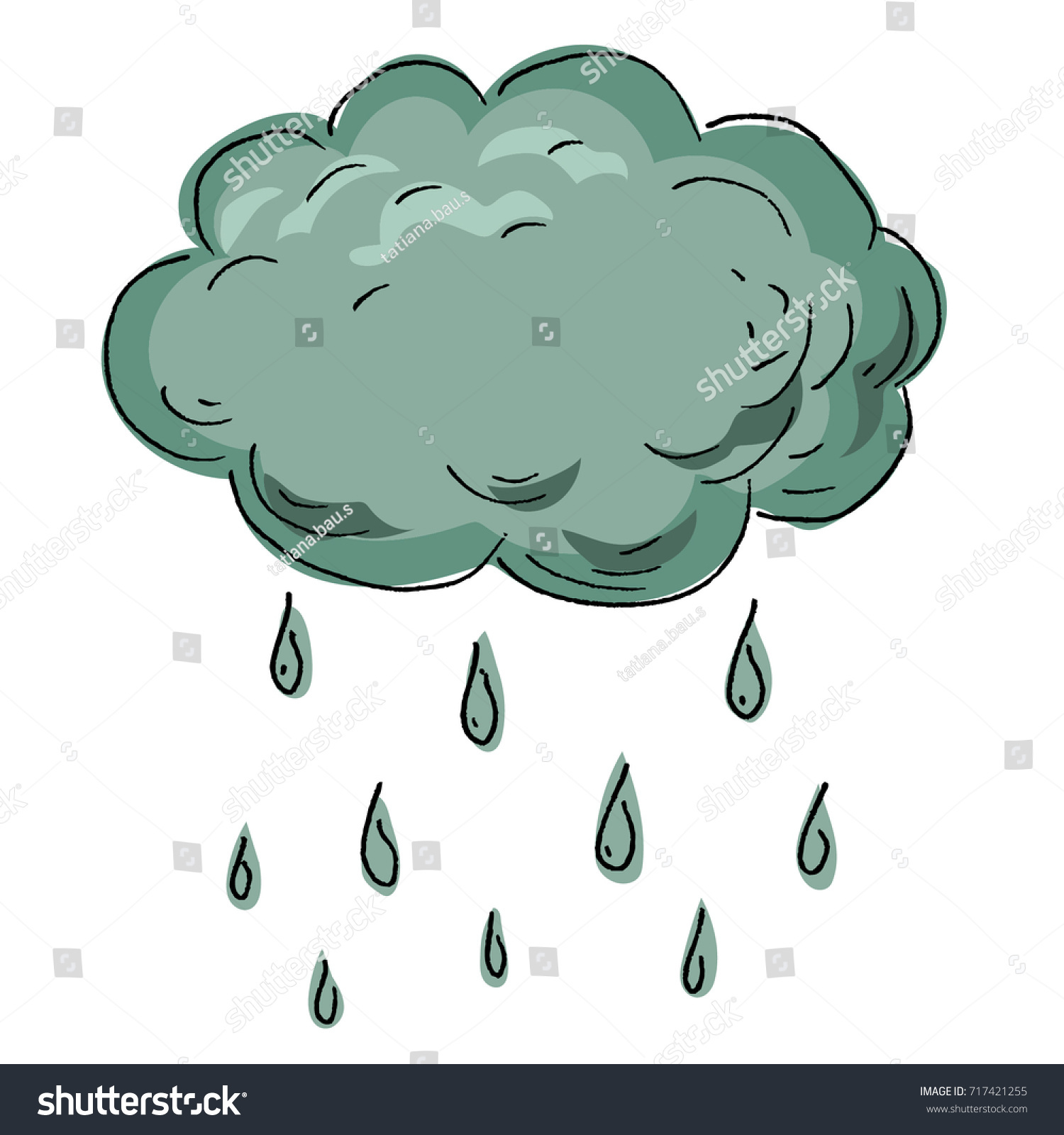 Vector Hand Drawn Cartoon Rain Cloud Stock Vector (Royalty Free ...