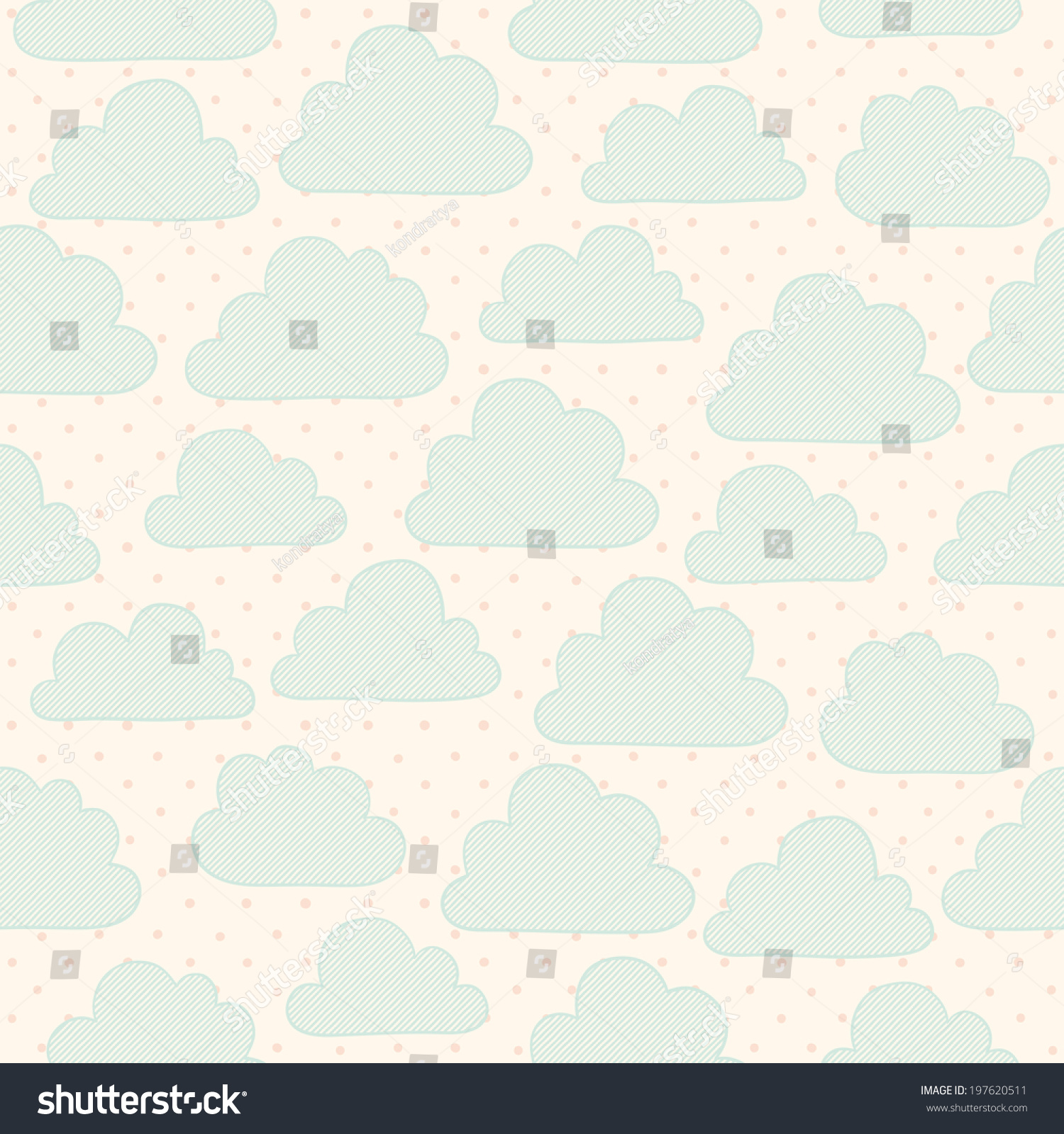 Vector Hand Drawn Cloudy Pattern Polka Stock Vector (Royalty Free ...