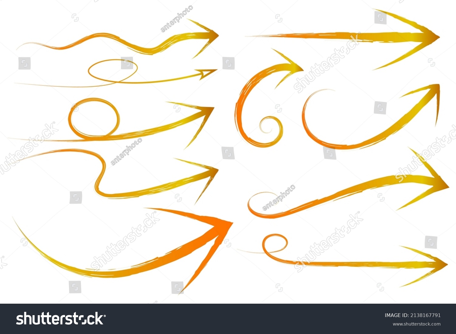 Vector Hand Drawn Curved Arrow Set Stock Vector (Royalty Free ...