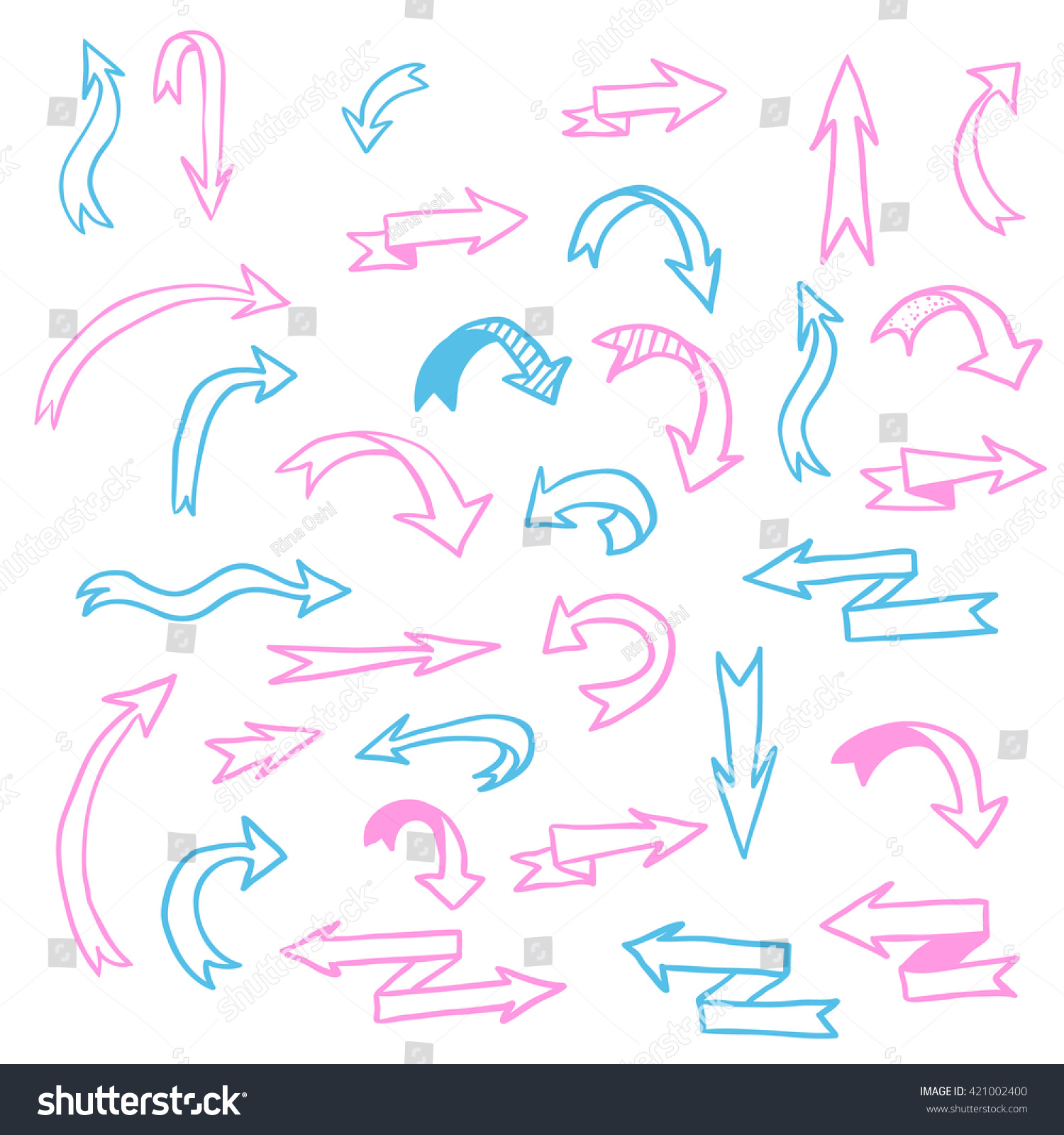 Vector Hand Drawn Cute Arrows Set: vector de stock (libre de regalías ...