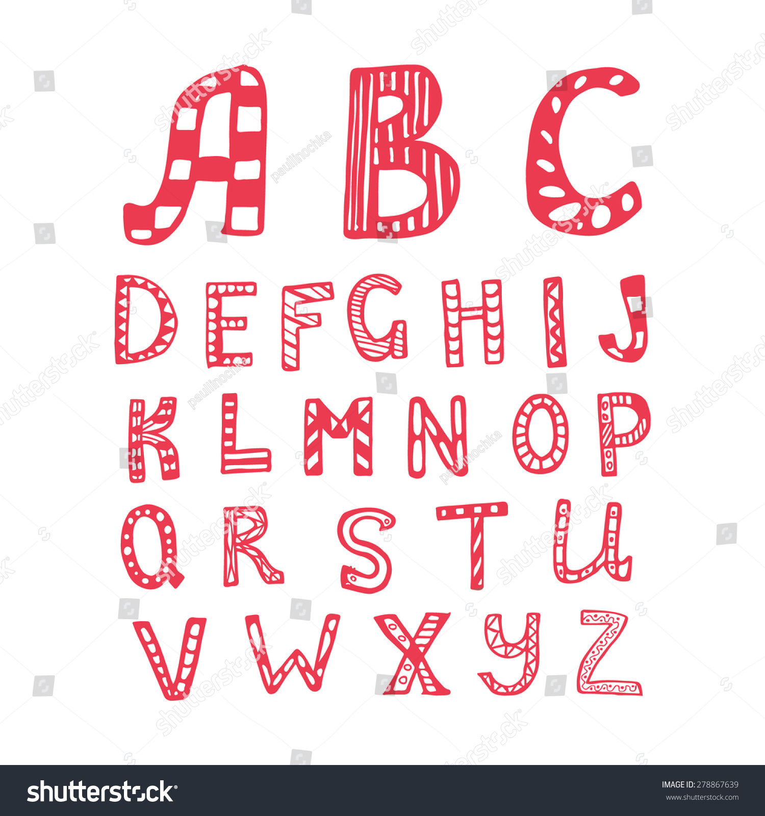 Vector Hand Drawn Doodle Abc Alphabet Stock Vector (Royalty Free) 278867639