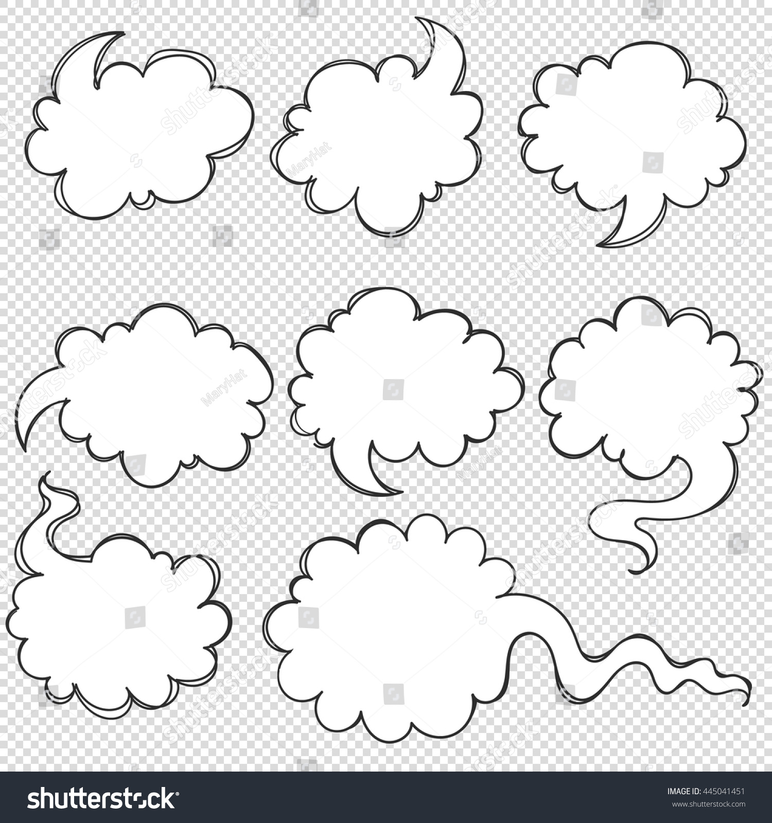 Vector Handdrawn Doodle Transparent Speech Bubbles Stock Vector ...