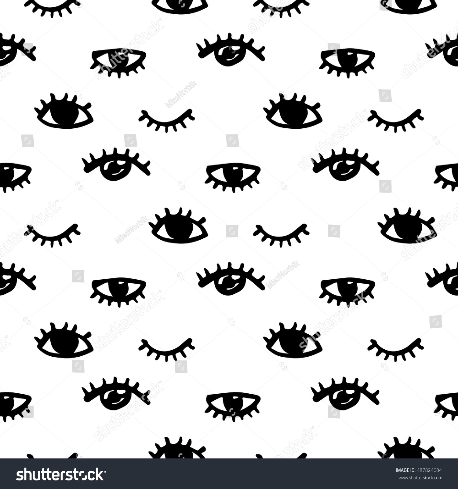 Vector Hand Drawn Pattern Eyes Abstract Stock Vector 487824604 ...