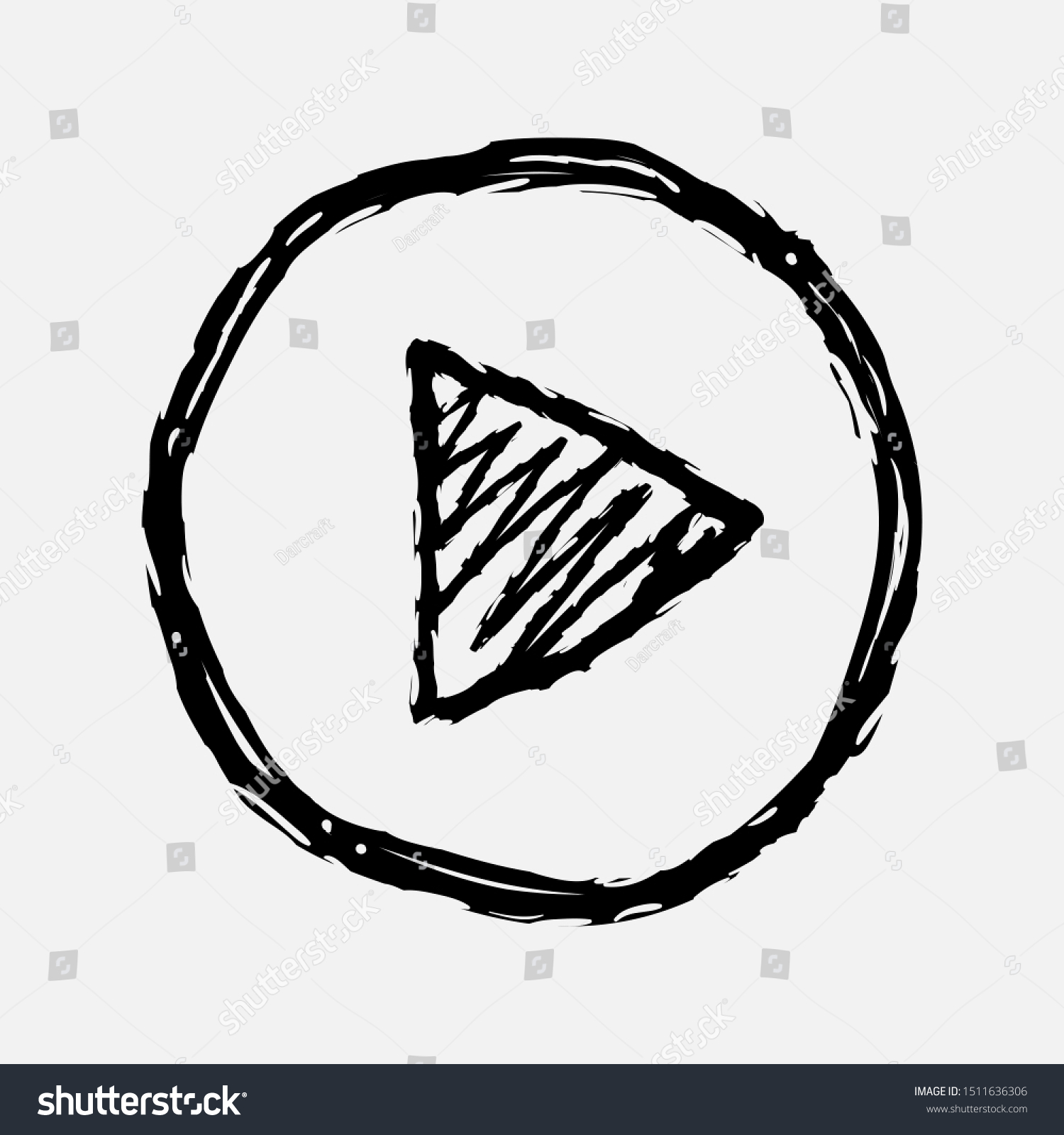 Vector Hand Drawn Play Button Icon Stock Vector (Royalty Free) 1511636306