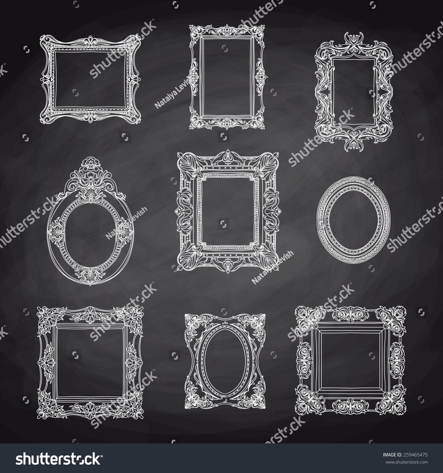 Vector Hand Drawn Set Picture Frames Stock Vector (Royalty Free ...