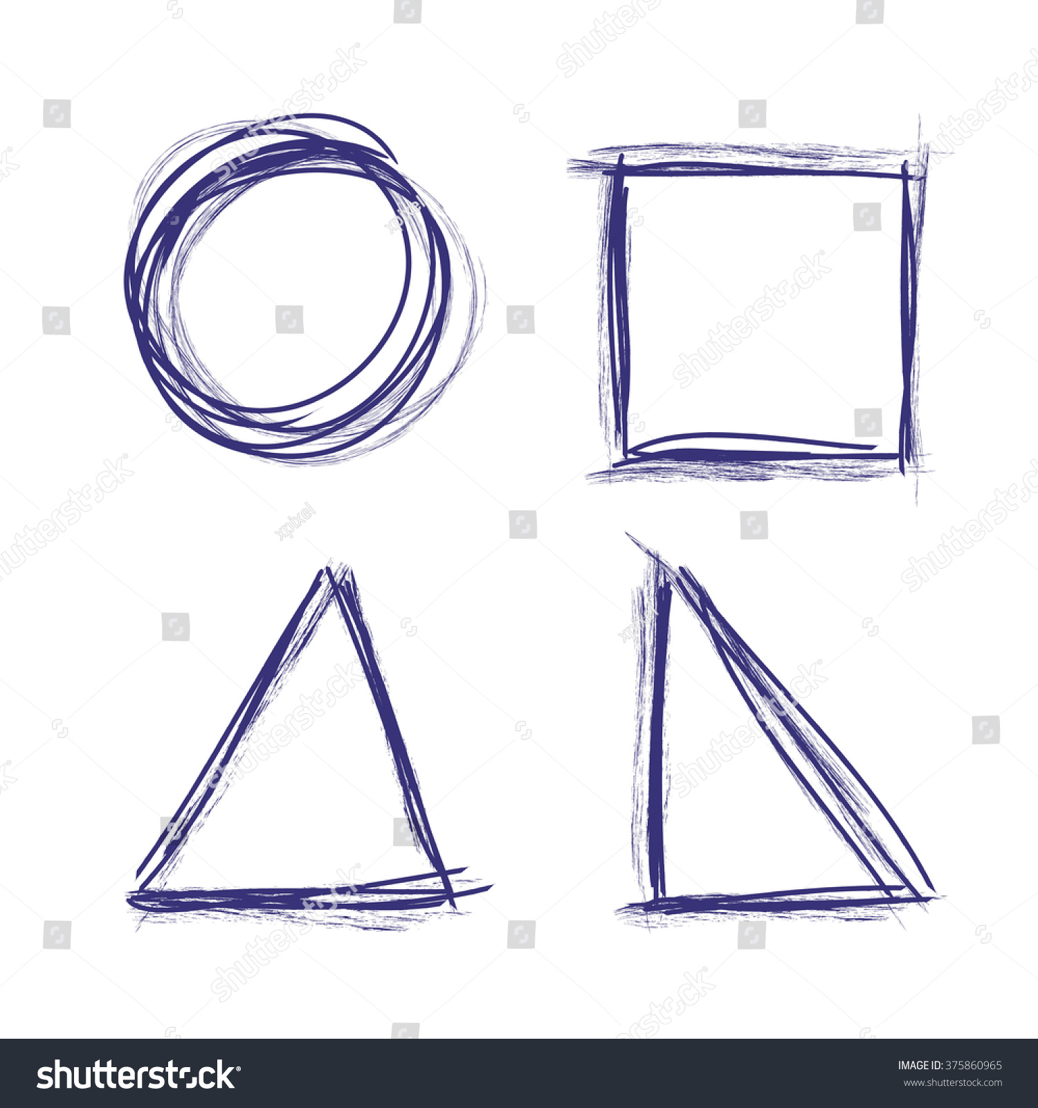 Vector Hand Drawn Shapes Circle Square Stock Vector (Royalty Free ...