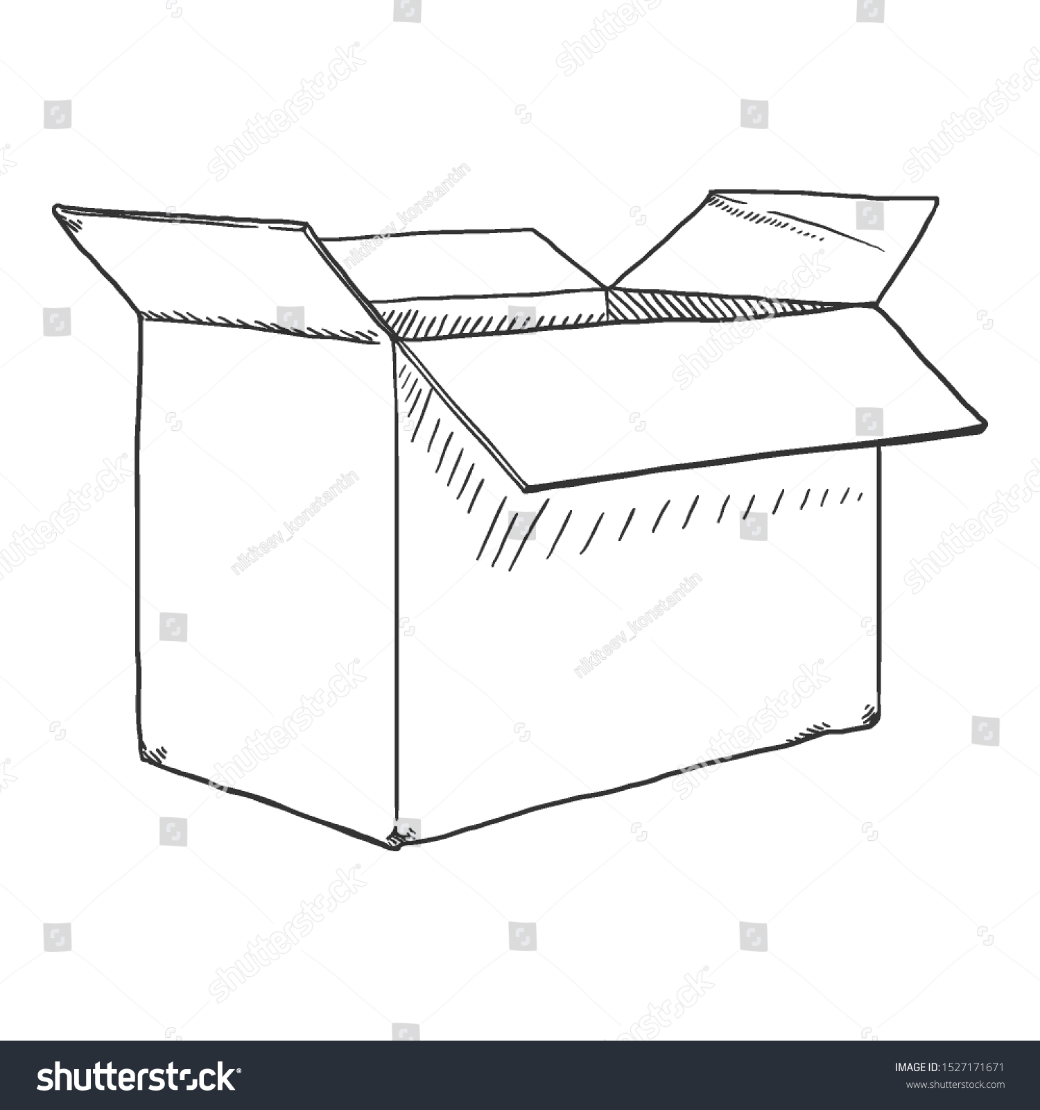 Vector Hand Drawn Sketch Open Cardboad Stock Vector (Royalty Free ...